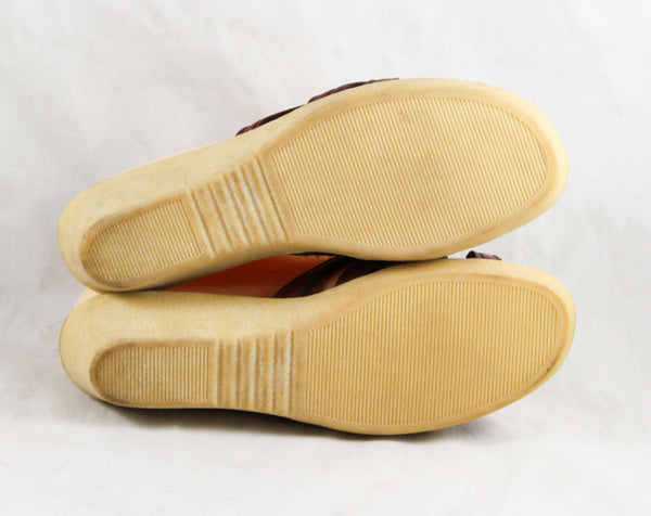 Size 6 Brown Sandals - Leather Straps Nice Quality 1970s Flip Flops ...